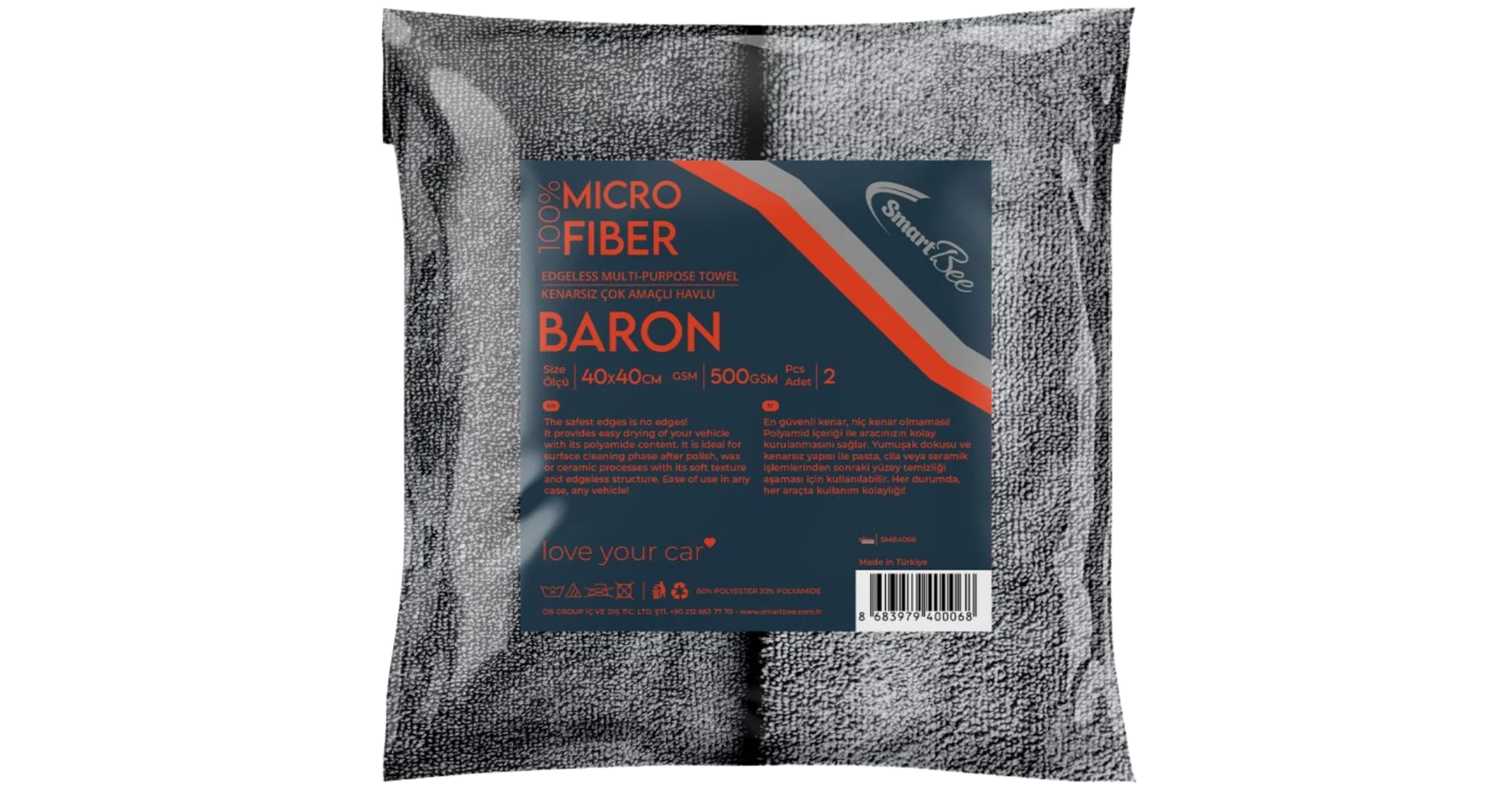 BARON 500 gr/m2 Antracit Mikroszálas törlőkendő 2 db 40x40cm EDGELESS ...